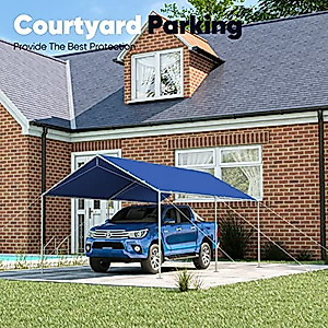 Quictent 10X20ft Upgraded Heavy Duty Carport Car Canopy Party Tent with Reinforced Steel Cables-Blue