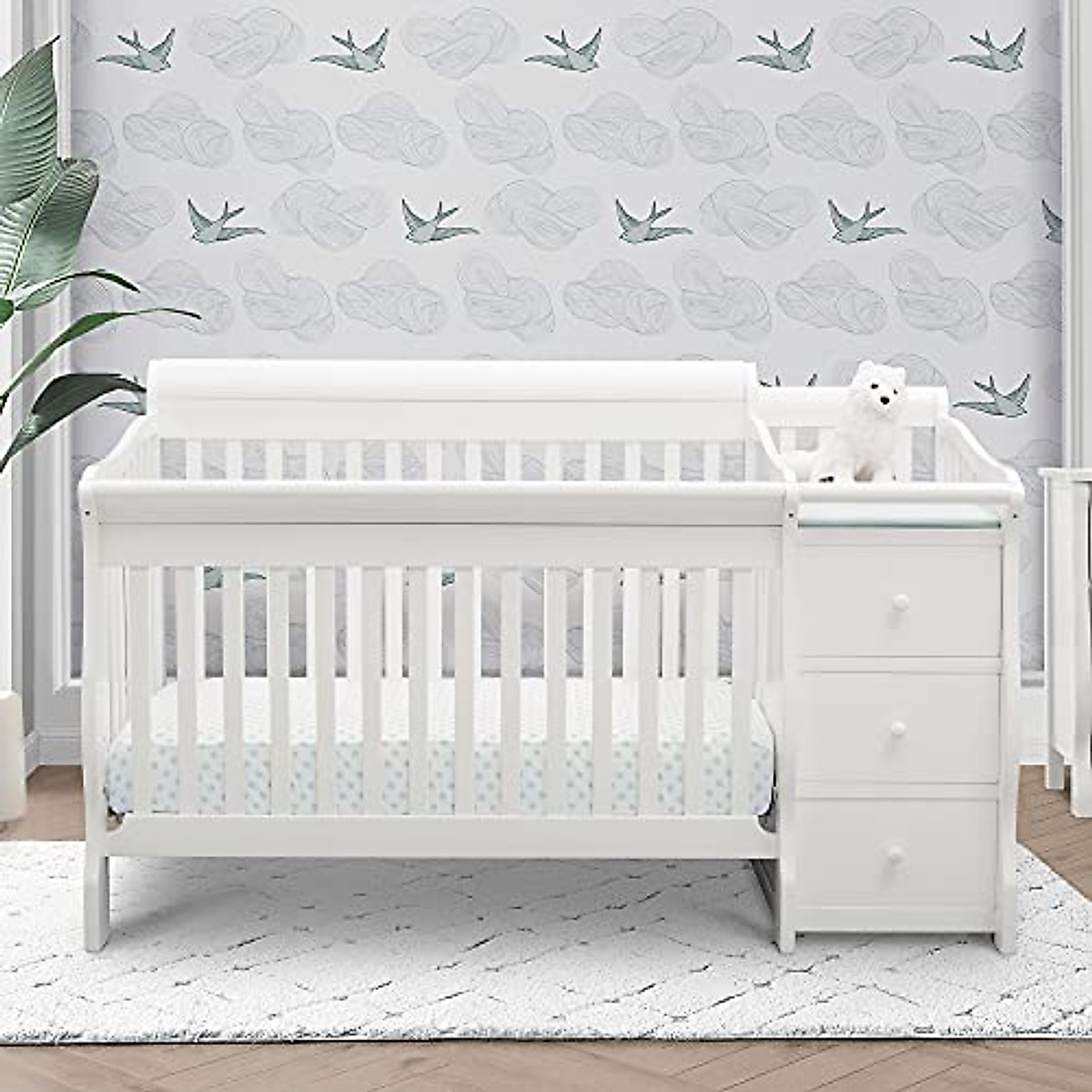 Delta Children Princeton Junction Convertible Crib N Changer, Bianca White