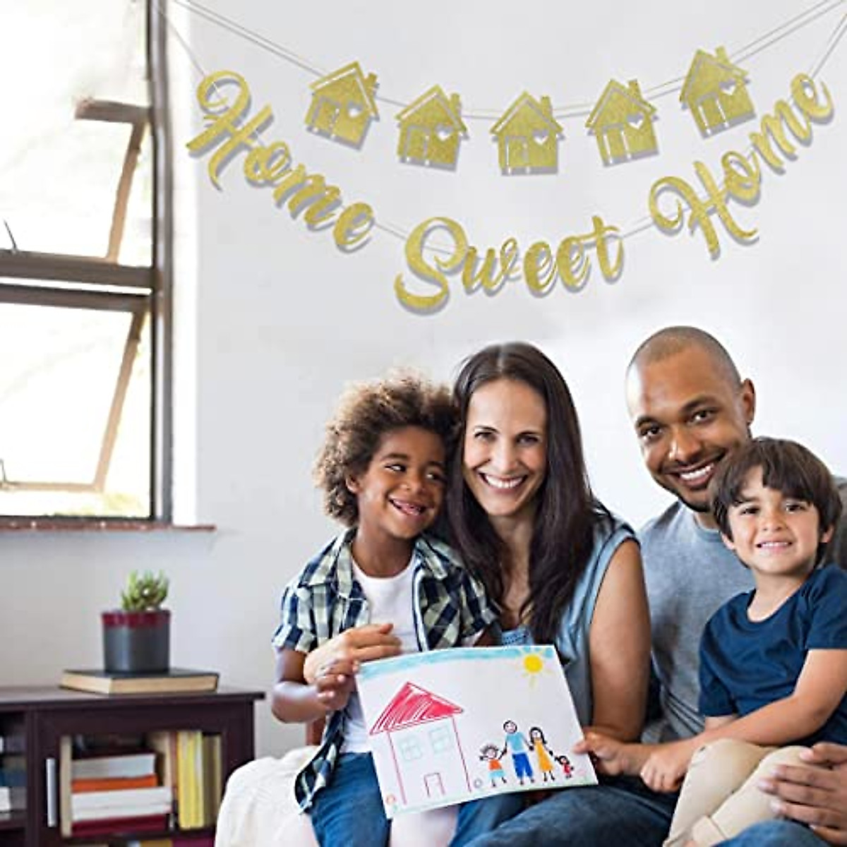 Home Sweet Home Banner - Glitter Gold Housewarming Party Decorations Baner，welcome Home Sign，welcome Home Sign Bunting for Party Decor Family Gathering Photo Booth Props，garland Bunting Script Lettering Decoration Military Missionary Welcome Home Homec