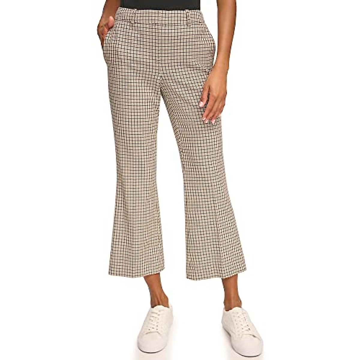 Karl Lagerfeld Paris Women's Pattern Pant, Black/Soft White Multi, 12