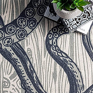 nuLOOM Thomas Paul Printed Octopus Over Board Tassel Area Rug, 5' x 8', Ivory