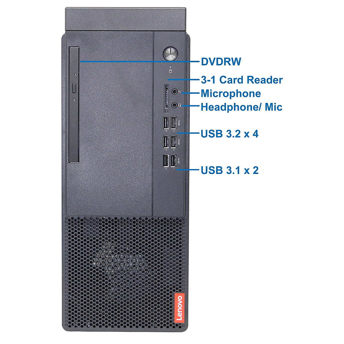 Lenovo V50T Desktop Tower, Intel i7-10700 Upto 4.8 GHz, 64GB RAM 1TB NVMe SSD, HDMI, Display Port, DVD, Card Reader, AC Wi-Fi, Bluetooth – Windows 11 Pro, Black