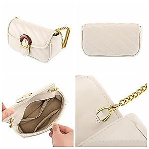 Ayliss Mini Women Crossbody Handbag Purse Shoulder Handbag Evening Clutch Cellphone Wallet PU Leather Chain Bag (Beige, Mini)