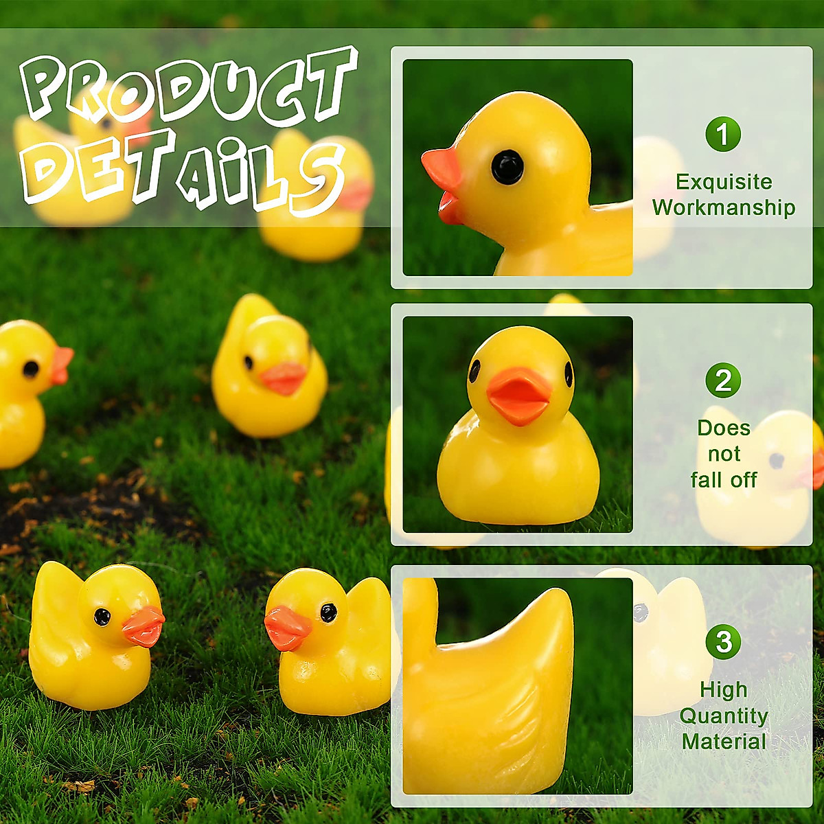 Chalyna 150 Pcs Mini Ducks Yellow Tiny Resin Ducks Bulk Mini Rubber Duckies Figures for Home Prank Game Micro Landscape Aquarium Dollhouse Ornament DIY Terrarium and Handmade School Project