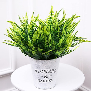 SzJias Artificial Ferns for Outdoors Fake Fern Plants Faux Boston Fern Plant for Room Home Garden Decor (4 Pcs)