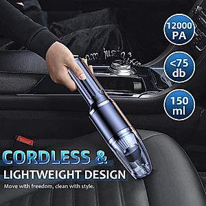 CDRCMXV Handheld Vacuum, Mini Hand Vacuum Cordless Rechargeable High Power Dust for Home, Small Vacuum Cleaner for Car Upholstery, Carpet, Pet Hair(Black)