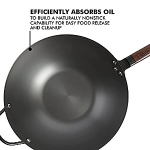 Babish Carbon Steel Flat Bottom Wok and Stir Fry Pan, 14-Inch