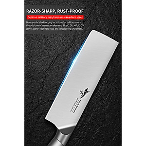 MAD SHARK Nakiri Vegetable Chef Knife 7 Inch, Razor Sharp Usuba Knife, Multipurpose Chopping Knife with Precision and Beauty, for Home and Kitchen