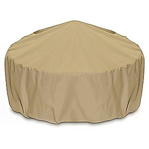 Two Dogs Designs 2D-FP60005 Home and Garden Fire Pit Cover with Level 4 UV Protection, 60-Inch, Khaki