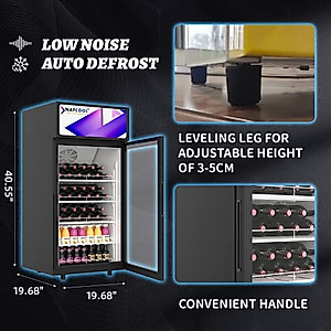 NAFCOOL Sub Zero Commercial Beverage Refrigerator Cooler, 3 Cu Ft Mini Small Undercounter Countertable Refrigerator Drink Display Fridge with Glass Door Home or Sale Used,ETL & NSF Approval, 20" Wide