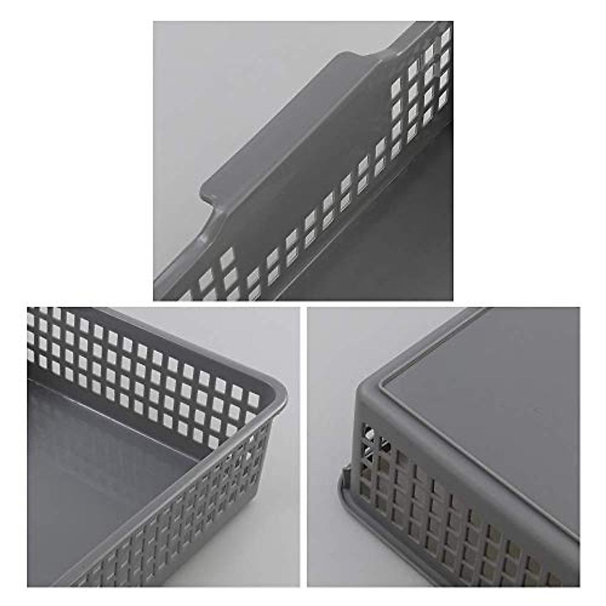 Neadas Rectangle Plastic Storage Baskets, Plastic Paper Baskets, 6-Pack