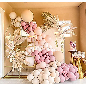 130Pcs Dusty Rose Pink Nude Mauve Brown Ivory White Boho Balloons Balloon Garland Kit, Baby Shower Balloons Girls, Teddy Bear Neutral Birthday Wedding Baby Shower Party Decorations for Girl