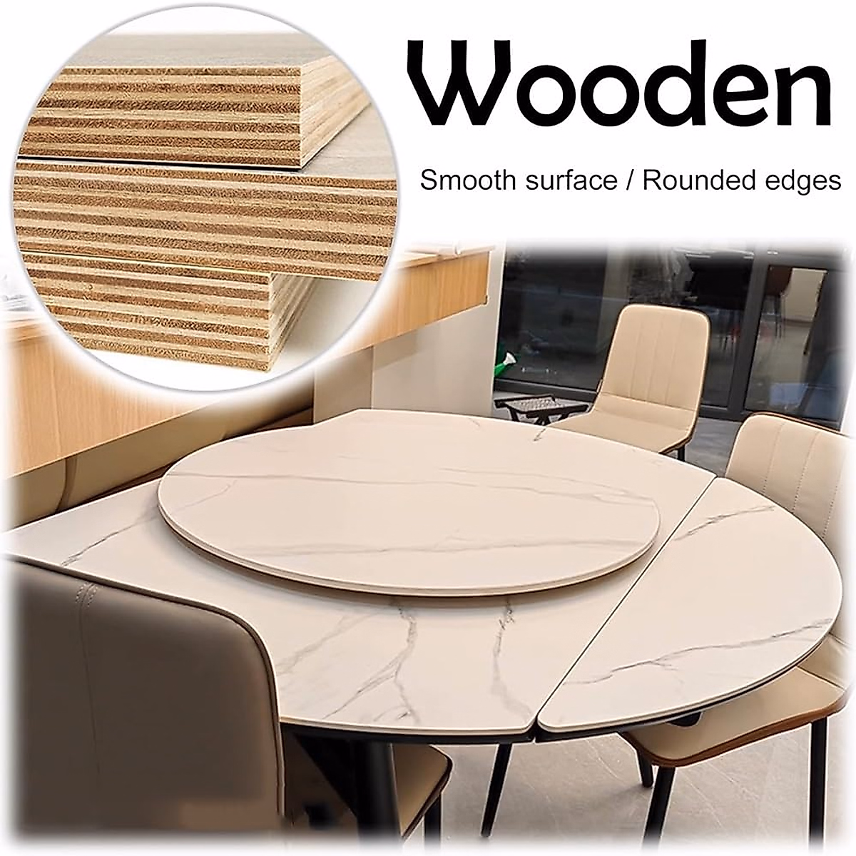 EMENAR Dining Table Rotating Tray Wooden Lazy Susan Tabletop Organizer Large Round Rotating Plate 20in 24in 27in 30in 36in 40in (Color : Marble white, Size : 100cm/40")