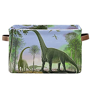ALAZA Forest Tree Dinosaur Animal Foldable Storage Box Storage Basket Organizer Bins with Handles for Shelf Closet Living Room Bedroom Home Office 1 Pack