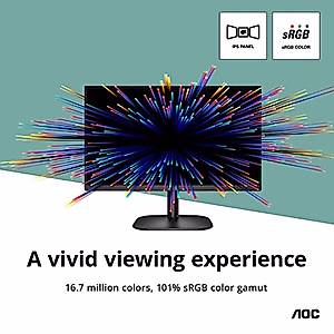 AOC 24B2XH 24" Full HD IPS Monitor, 3-Sided Frameless & Ultra Slim HDMI and VGA inputs, Lowblue Mode, VESA compatible,Black