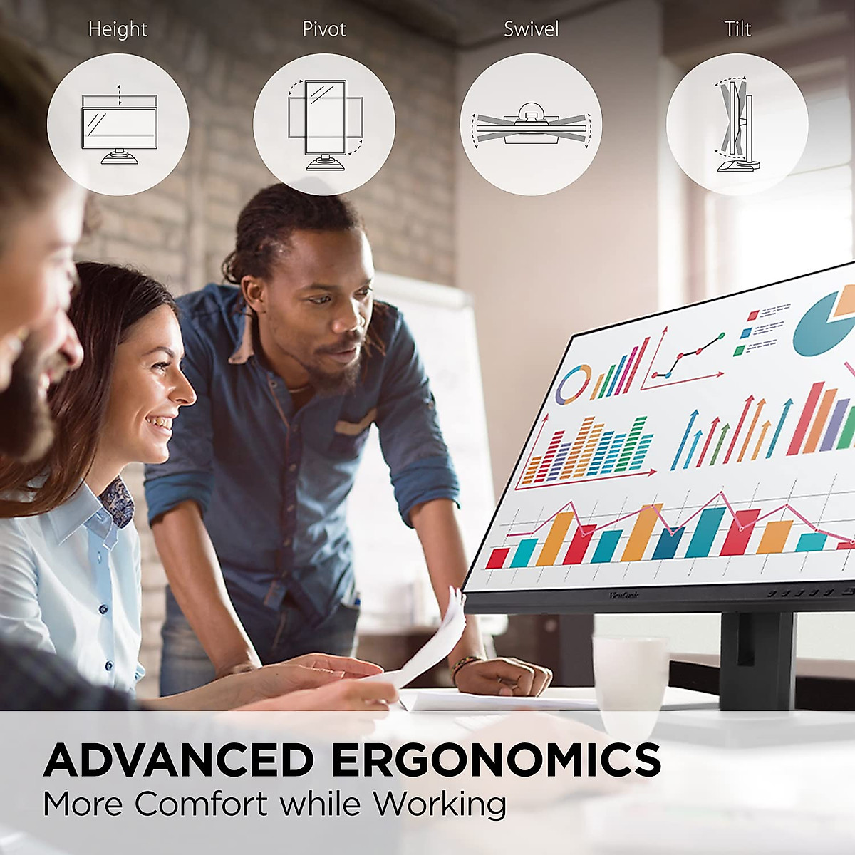 ViewSonic VG2456 24 Inch 1080p Monitor with USB C 3.2, Docking Built-In Gigabit Ethernet and 40 Degree Tilt Ergonomics for Home and Office