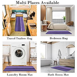 RYANZA 2 Pieces Kitchen Rugs, Abstract Anti Fatigue Non Slip Foam Cushioned Purple Art Painting Comfort Indoor Floor Mat Runner Rug Set for Laundry Office Sink Bathroom (17"x48"+17"x24")