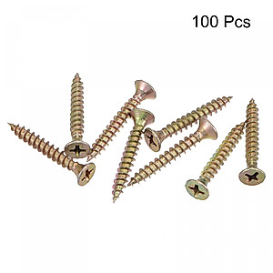uxcell M4 x 30mm Wood Screws Phillips Flat Head Carbon Steel Color Zinc Plated Self Tapping Screws 100pcs
