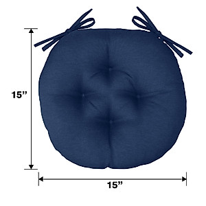 COZPLEN Outdoor Round Bistro Chair Cushions, 15 inch Circular Seat Cushions with Ties for Dining Chairs, Set of 2, Navy Blue