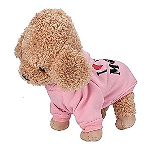 Clothes for Teacup Cotton Small T-Shirt Puppy Fashion Sweatshirt Costume Pet Blend Pet Small Dog Clothes Hooded Shirt Fleece Puppy Coat Apparel (Medium, Pink)
