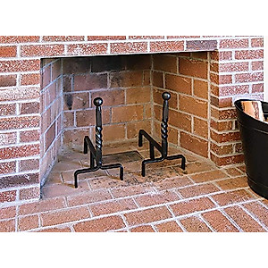 Minuteman International Ball End Wrought Iron Fireplace andirons Pair, Black (AND-07)