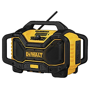 DEWALT 20V MAX Bluetooth Radio, 100 ft Range, Battery and AC Power Cord Included, Portable for Jobsites (DCR025)