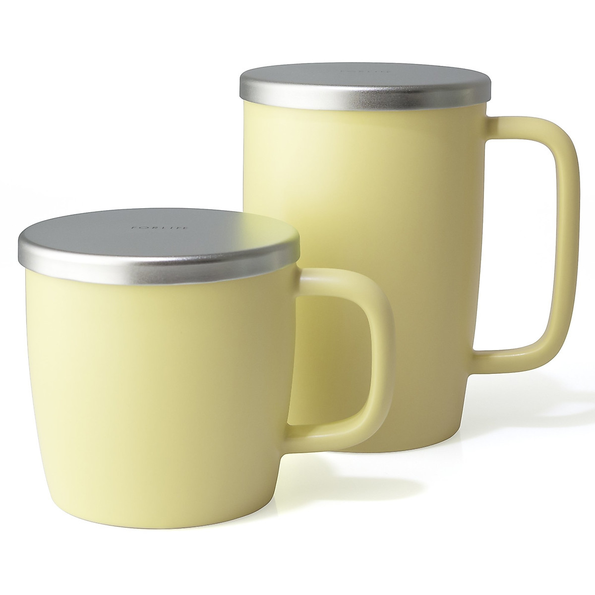 FORLIFE Dew Satin Finish Brew-In-Mug with Basket Infuser & Stainless Lid 18 oz., Lemon Grass