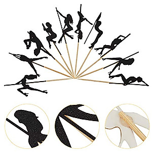 Jetec 60 Piece Stripper Pole Cupcake Topper Picks Dancing Girl Silhouette Cake Topper Toothpick for Bachelor Party Birthday Cake Decoration Bride Groom Bridal Bachelorette Women Men Boy Girl