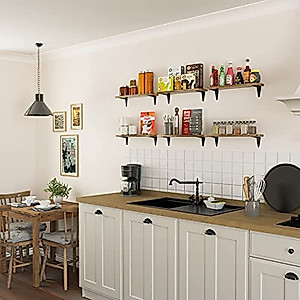 You Have Space Flota 17"x 4.5" Book Shelves, Floating Shelves for Living Room Decor, Bathroom Storage, Kitchen, Kids Room Natural Burned Set of 6