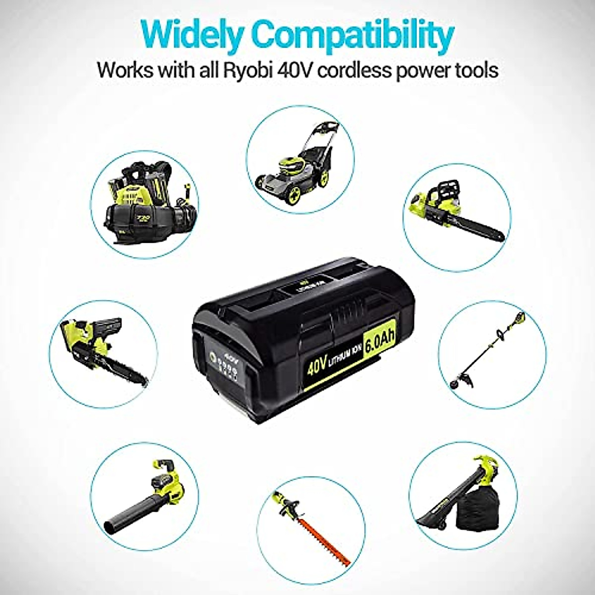 DTK 6.2Ah 40V Battery Replacement for Ryobi 40V Battery OP4040 OP4026 OP4030 OP4050 OP4060A Compatible with Ryobi 40Volt Cordless Tool Lithium ion Battery Packs