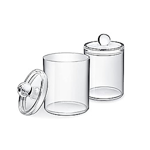 DS. DISTINCTIVE STYLE Bathroom Organizer Cotton Ball Holder Clear Canisters Acrylic Apothecary Jars with Lids (10oz&10oz)