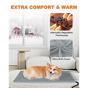 JLSAME Pet Heating Pad for Cat & Dog Outdoor, Indoor Warming Heated Mat Pad, Waterproof Heated Dog Cat Bed with Chew Resistant Cord for Outside, Pet Heater Warmer Blanket for Puppy & Kitten
