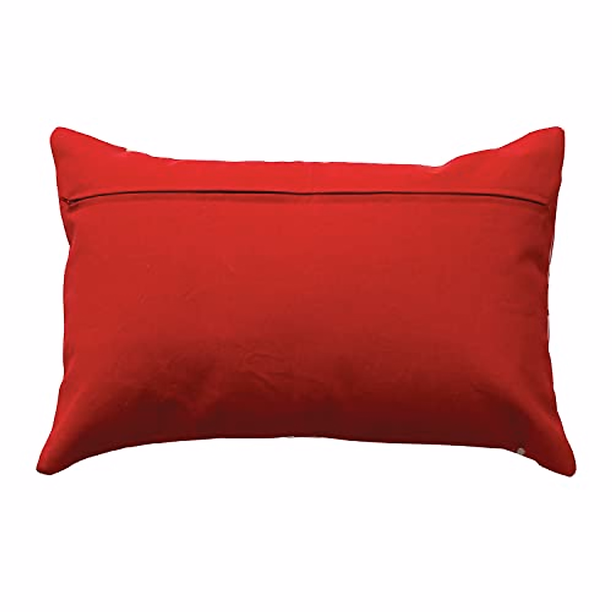 Creative Co-Op Cotton Chambray Lumbar Pillow with Stripes, Red and White