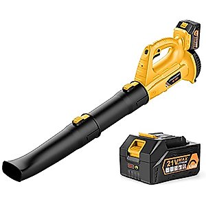 BHY 320 CFM 150 MPH Cordless Leaf Blower with 4.0Ah Battery & Charger, 6-Speed Dial, 2 Section Tubes - Electric Battery Powered Leaf Blower, Versatile and Easy to Use for Yard Work, Dust, Snow Debris