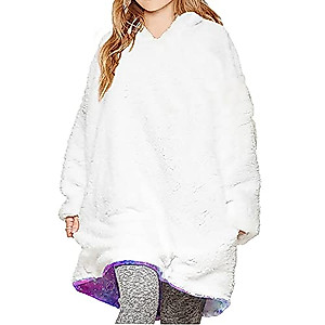 Jodimitty Blanket Hoodie for Kids Oversized Wearable Blanket Sherpa Sweatshirt With Pocket Cute Hooded Plush Blanket Purple Red