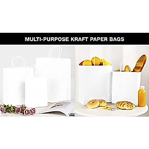 Packanewly Kraft Paper Bags with Handles, 105 PCS White - Eco-Friendly Gift Bags - Mixed Sizes: Small, Medium & Large for Retail, Gift, Shopping, Wedding, Birthday & Parties