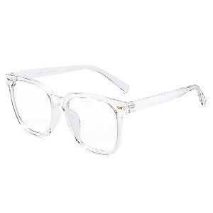 PANNER Oversized Square Blue Light Blocking Glasses for Women Men Anti Glare Reduce Eyestrain Computer Glasses(Clear)