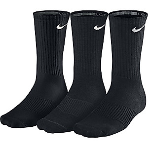 NIKE Unisex Performance Cushion Crew Training Socks (3 Pairs), Black/White, Medium