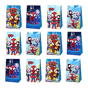 12 Pcs Party Favor Gift Bags for Boys Birthday Party Decorations, 8.3x7.8x2.7 Inch (Pack of 12)