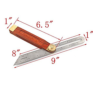 MY MIRONEY 9" T-Bevel Sliding Angle Ruler Protractor Multi Angle Adjustable Gauge Measurement Tool Hardwood Handle with Metric & Imperial Marks