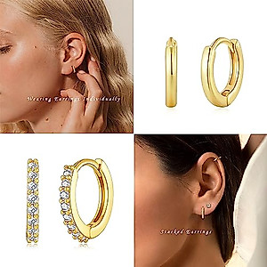 GGold Earrings for Women Trendy 14k Gold Plated Stud Earrings Earring Sets for Multiple Piercing Simple Flat Back Earrings Ear Cuff Cartilage Earrings for Women Gift for Her