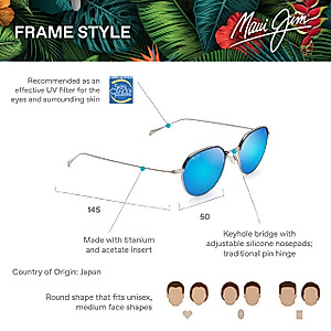 Maui Jim Men's and Women's Island Eyes Polarized Classic Sunglasses, Matte Silver/Blue Hawaii, Medium