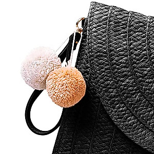 Reavor Straw Clutch Purse, Straw Handbags For Summer 2022, Beach Bags For Women, Black
