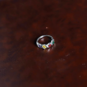 Globart Personalized Engraved Custom Name Sterling Silver Mothers Rings With Birthstones Mother Day Ring for Women Mom Children Daughter 4 Stone Family Grandmother Birthstone Jewelry Grandma Gifts