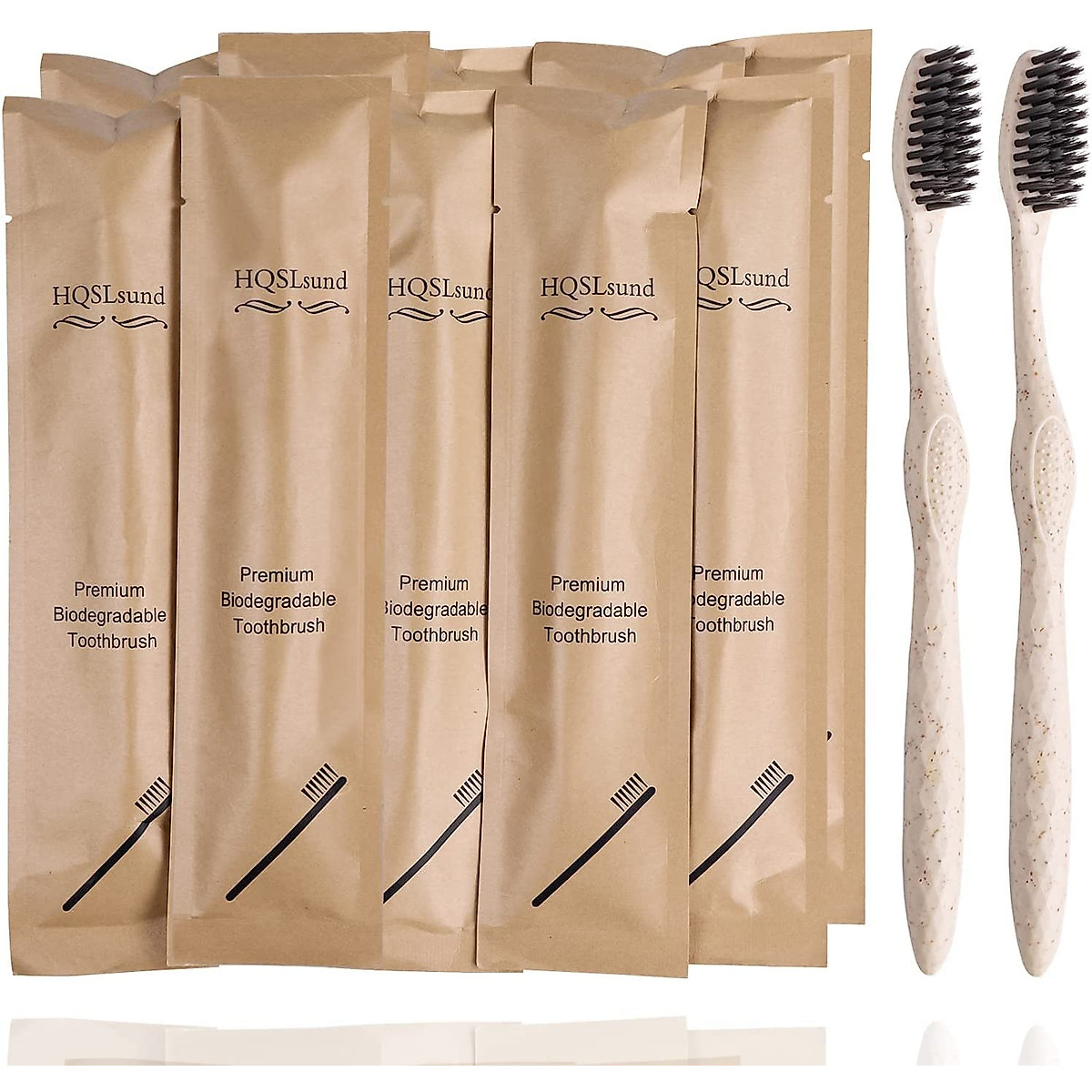 HQSLsund 20 Pack Disposable Toothbrushes Individually Wrapped, Travel Toothbrushes Bulk, Medium Soft Bristle Toothbrushes Bulk for Hotel, Airbnb, Travel, Homeless