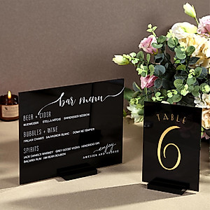 UNIQOOO 20 Pack Black Acrylic Sign Acrylic Wedding Table Numbers, 5 x 7 in, DIY Acrylic Sheet for for Wedding Table Number Holder, Table Display Stand Signs for Party Events, Office(Base not included)