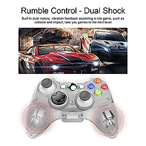 VOYEE Wireless Controller Compatible with Microsoft Xbox 360 & Slim/PC Windows 10/8/7, with Upgraded Joystick/Double Shock (White)