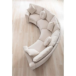 Pemberly Row 136" Symmetry Curved Modern Velvet Sectional Sofa in Beige