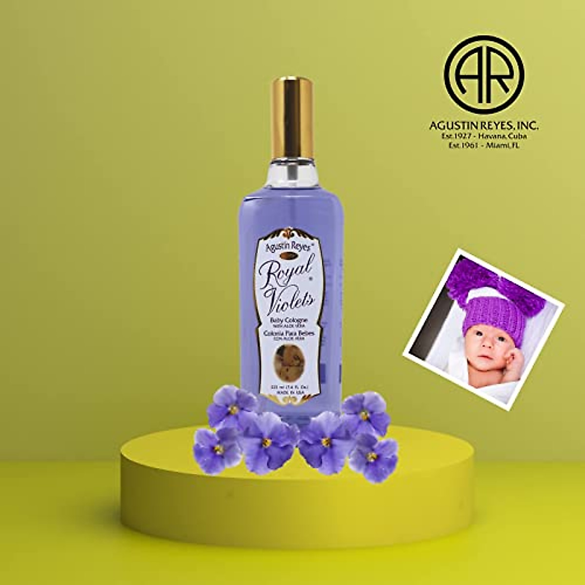 Royal Violets Baby Cologne with Aloe Vera for Baby Sensitive Skin, Relaxing Aroma, 7.6 Fl Oz, bottle