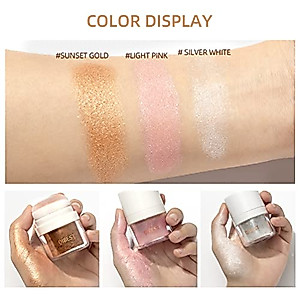 Yeweian Body Glitter, Polvo De Hadas Face Highlighter Makeup Powder, Body Shimmer Fairy Makeup, Bronzer Shine Foundation Blush, Lip Eye Hair Body Glitter Spray Powder Makeup (01Silver White)